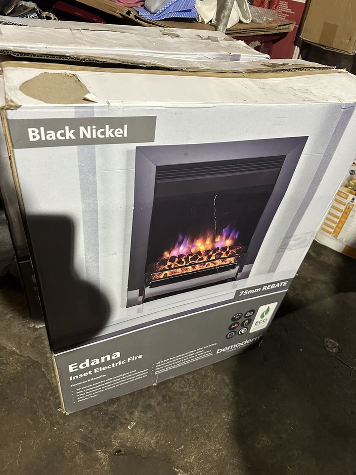 Be Modern Edana 2kW Black Nickel effect Electric Fire | eBay UK