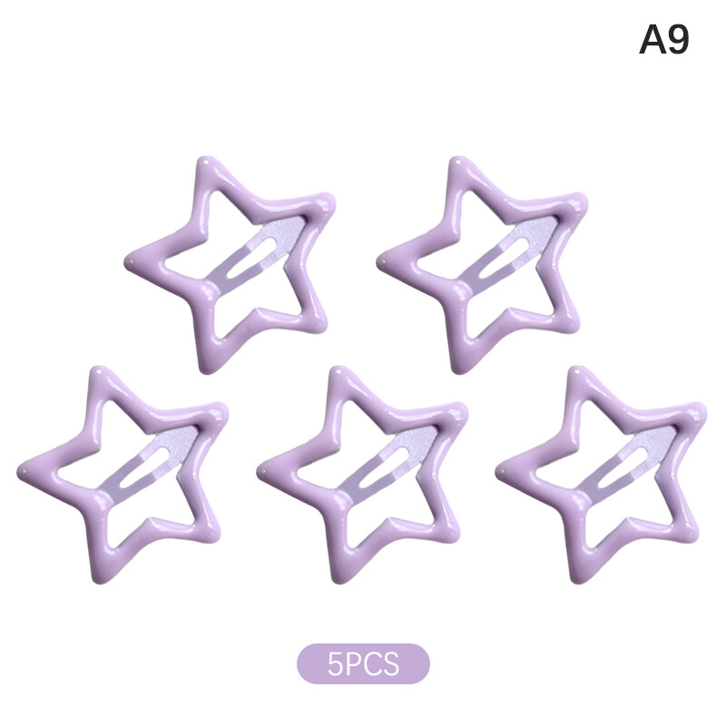 5PCS Sweet Colorful Pentagram Hairpin Metal BB Clips Five-pointed Star ...