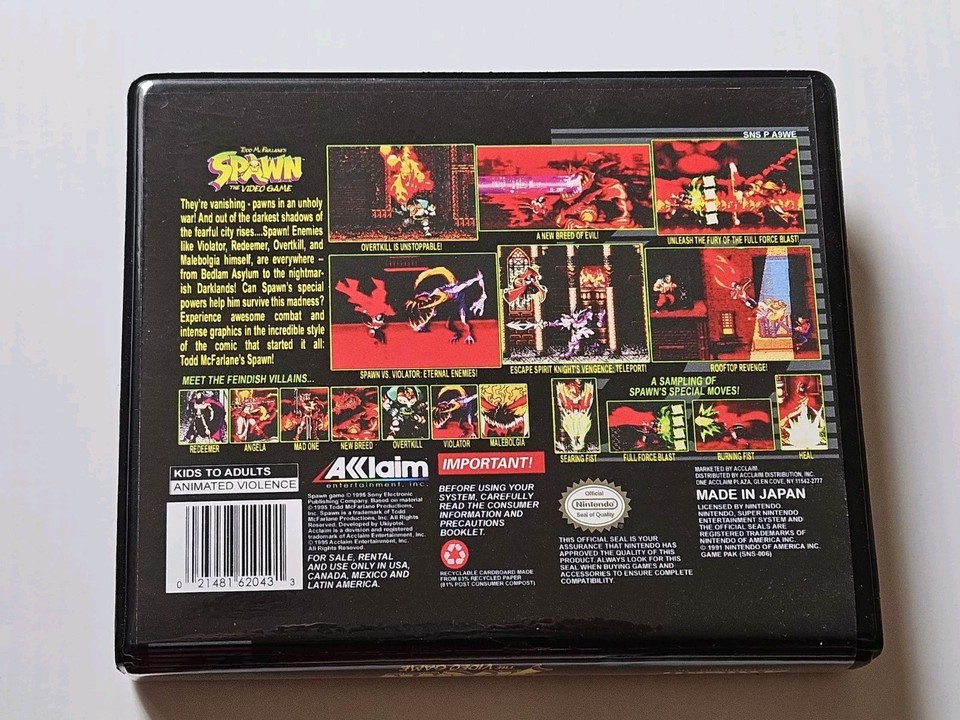 Todd McFarlane's Spawn The Video Game (Super Nintendo) SNES Case Box | eBay
