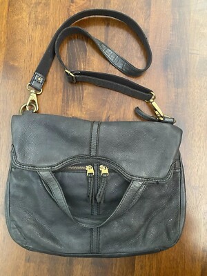 Fossil Navvy Blue Leather Purse Fold Over Crossbody Bag | eBay