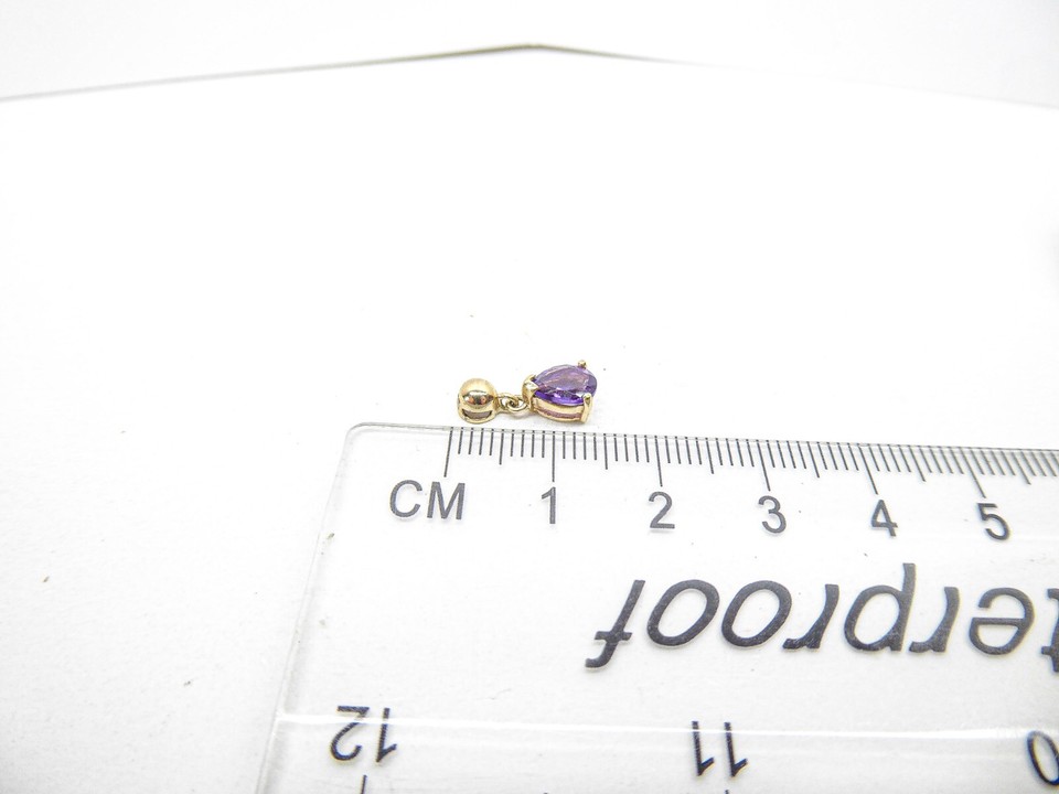 9ct Gold Amethyst Pendant Small New Teardrop Yellow Gold with gift box ...