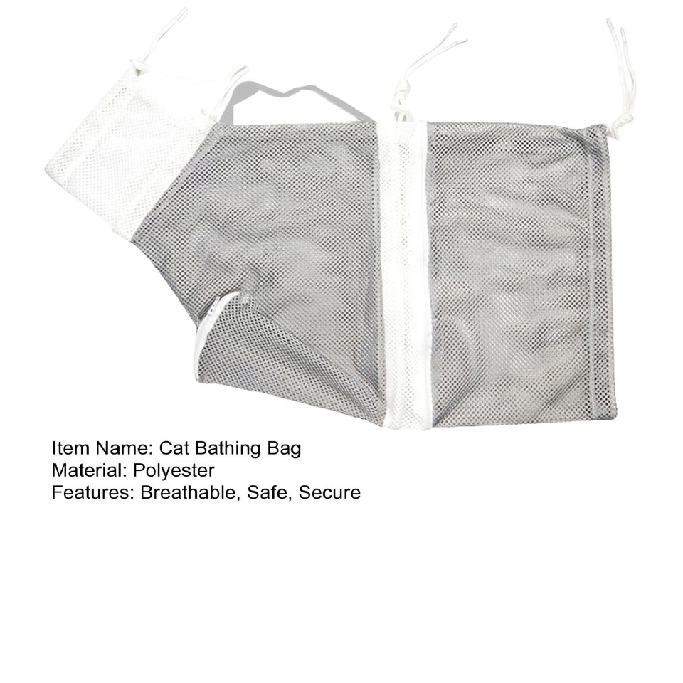 Mesh Cat Bath Bag Durable Sack Adjustable Grooming for Bathing Nail ...