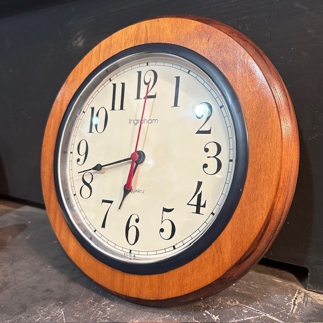 Ingraham Quartz Wood Wall Clock – 10" Diameter White Face | Classic ...