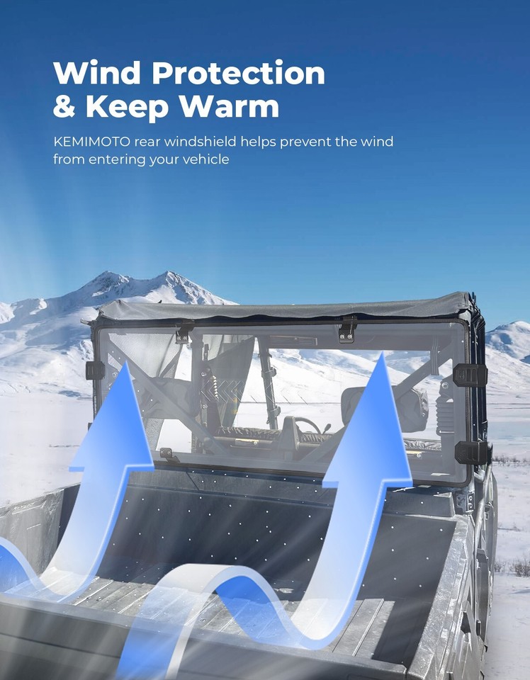 UTV Vented Rear Windshield w/Sliding Window for 2020-2024 TRACKER OFF ...