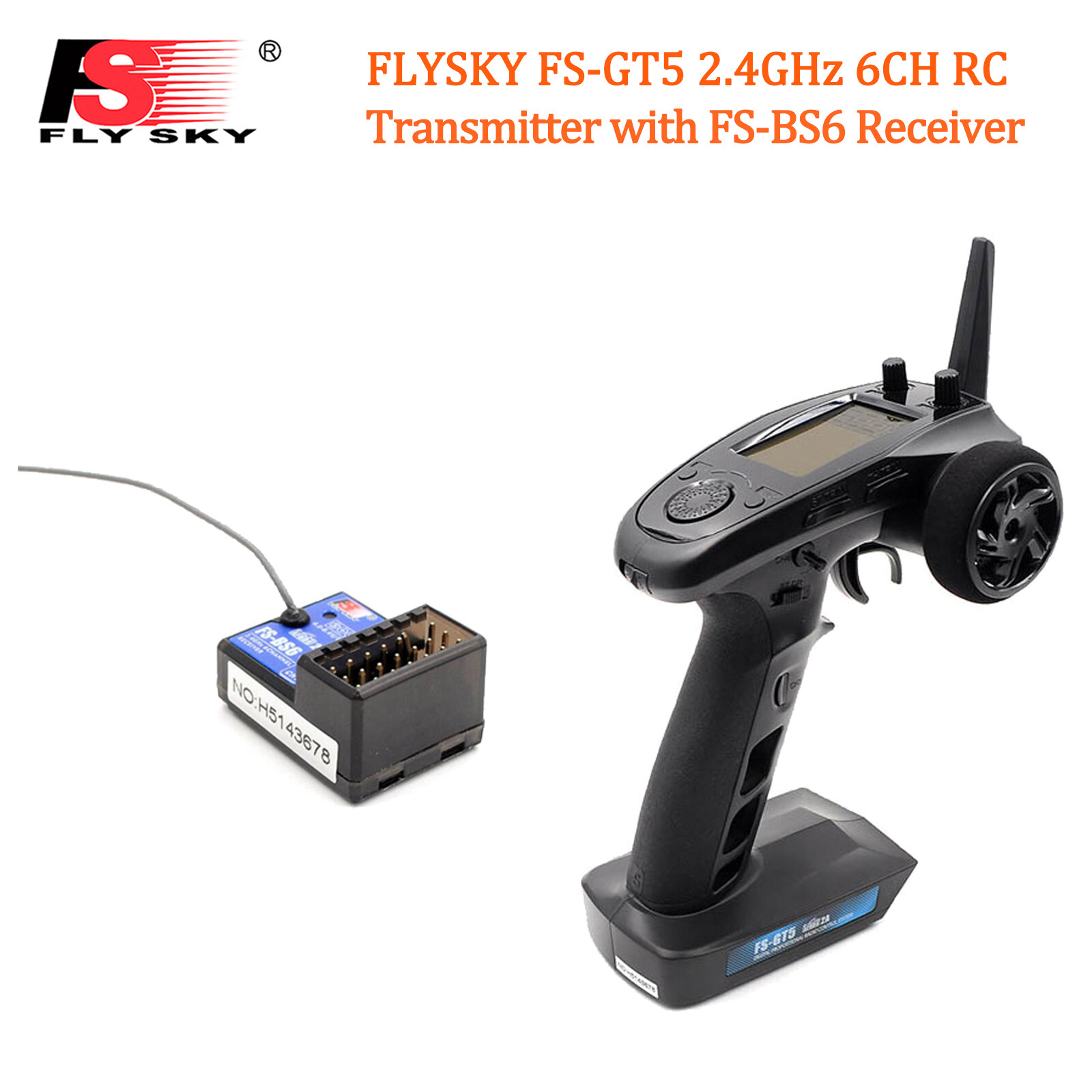 FlySky FS-GT5 2.4G 6CH Transmitter Controller with FS-BS6 Receiver f/RC ...