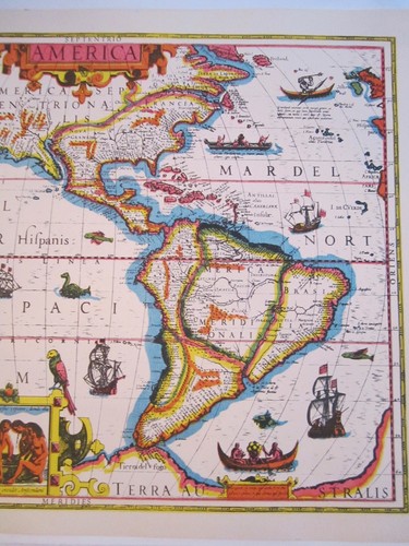 VINTAGE MAP - SEPTENTRIO AMERICA MERIDIES - 19" X 13" - HEAVY STOCK ...