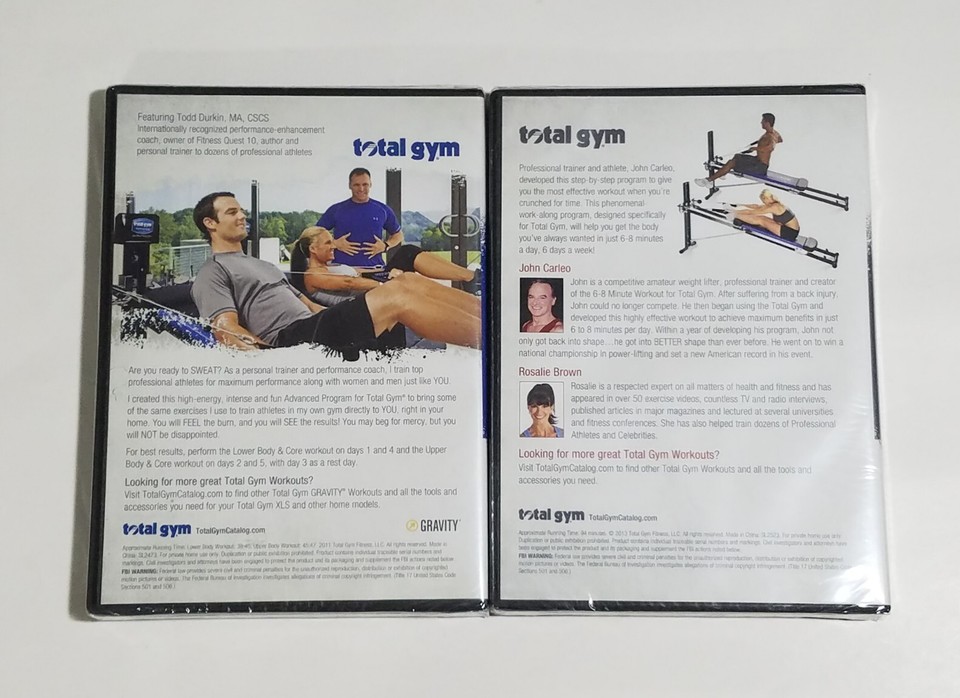 Total Gym DVD LOT 5-Day Advanced Program / 6 To 8 Minute Workout -- NEW ...