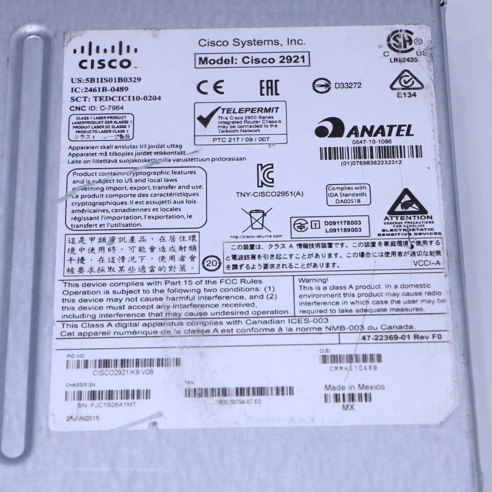 CISCO 2921 CISCO2921-V/K9 GIGABIT ROUTER | eBay