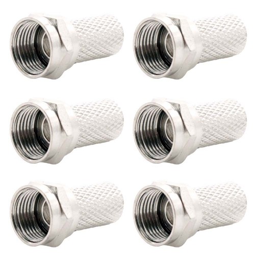 6x RG6 F-Type Twist-on Connector Adapter For Coax Coaxial Cable Nickel ...