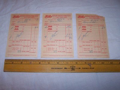 Three 1953 PEPSI COLA Sales Receipts Invoices TERRE HAUTE INDIANA | eBay