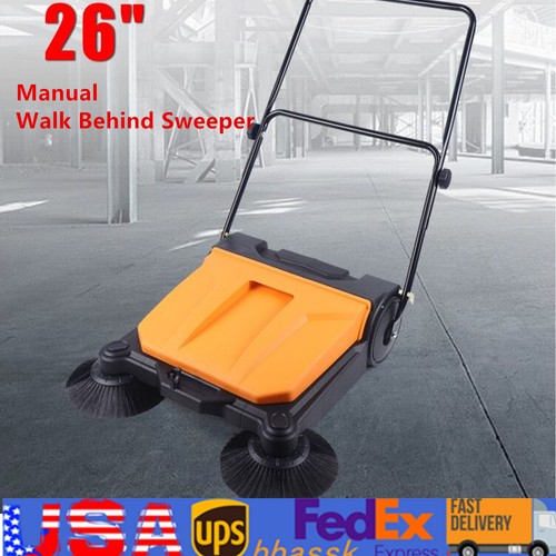 Walk-Behind Outdoor Hand Push Floor Sweeper Lawn Sweeper Leaf Grass ...