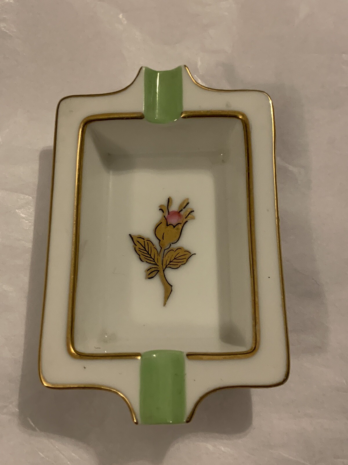 VINTAGE NORITAKE TRINKET DISH ASHTRAY HANDPAINTED JAPAN PINK & GOLD ...