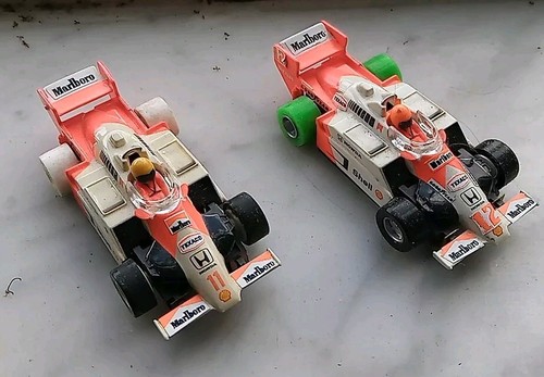 (2) Tyco Formula One Marlboro Custom #12 Senna & #11 Prost HO Slot Cars ...
