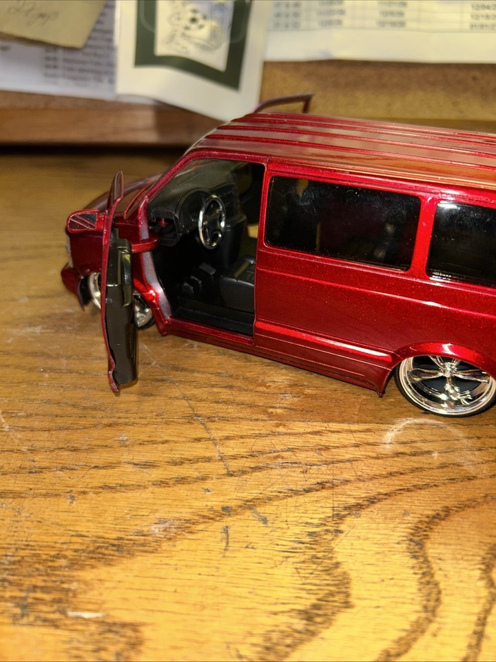 Jada Dub City Big Baller$ Chevrolet Astro Van Red 1:24 Scale Red ...