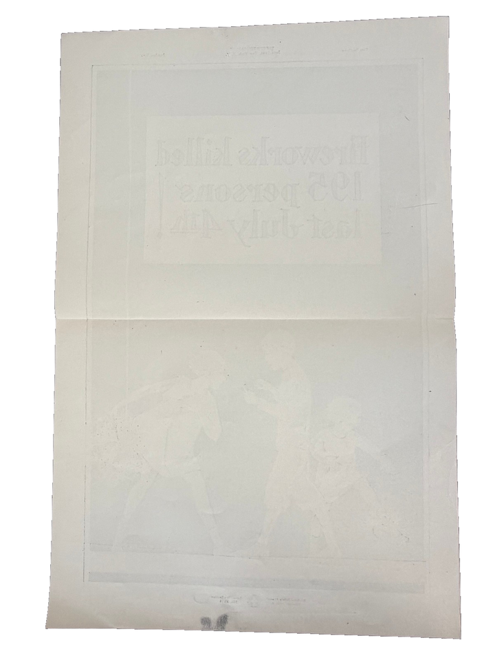 1929 Fireworks Safety Poster National Safety Council July 4th Clotilde ...