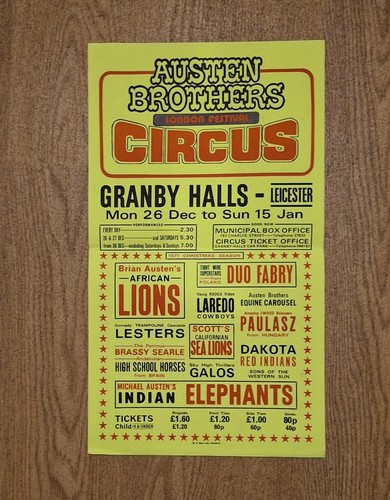 Vintage Austin Brothers Circus Leicester Poster 44 X 25.5cm | eBay