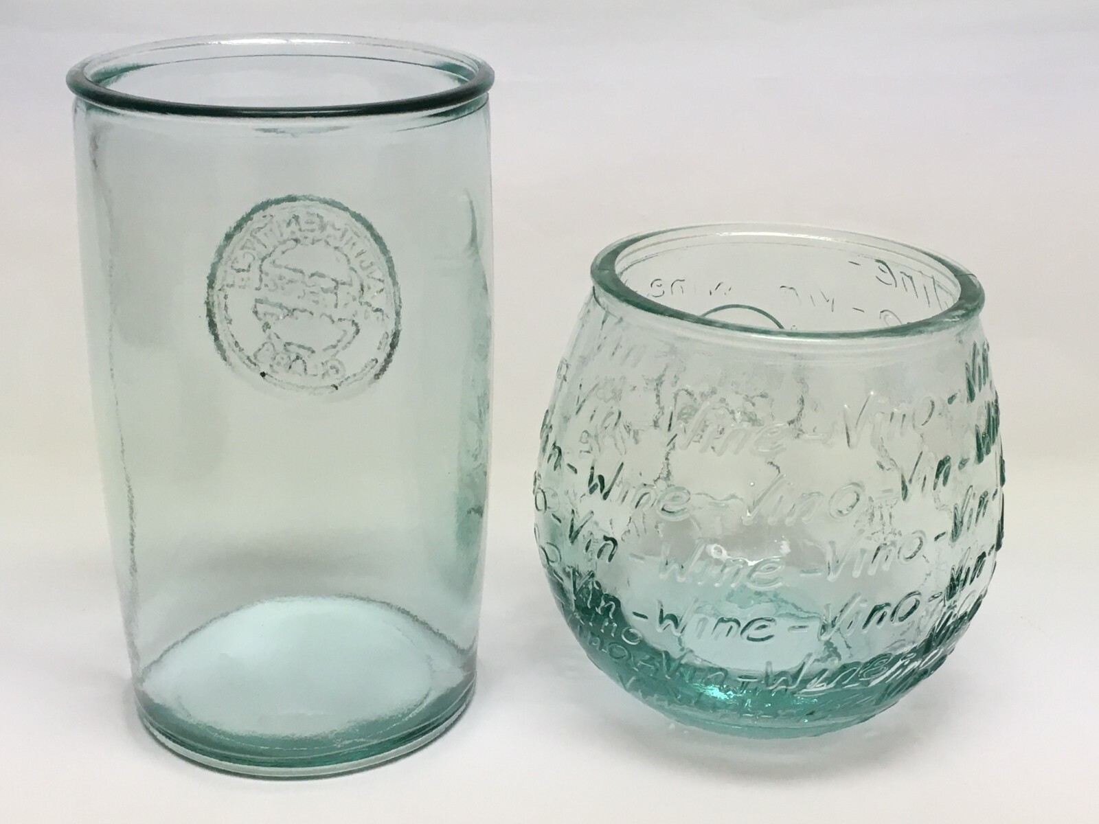 Authentic Recycled Glass Beer Water Drink 16 oz and Wine 15 oz 2 ...