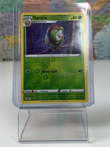 SHIPS SAME DAY Pokemon Card NM Dartrix 012/189 Reverse Holo Grass Type ...
