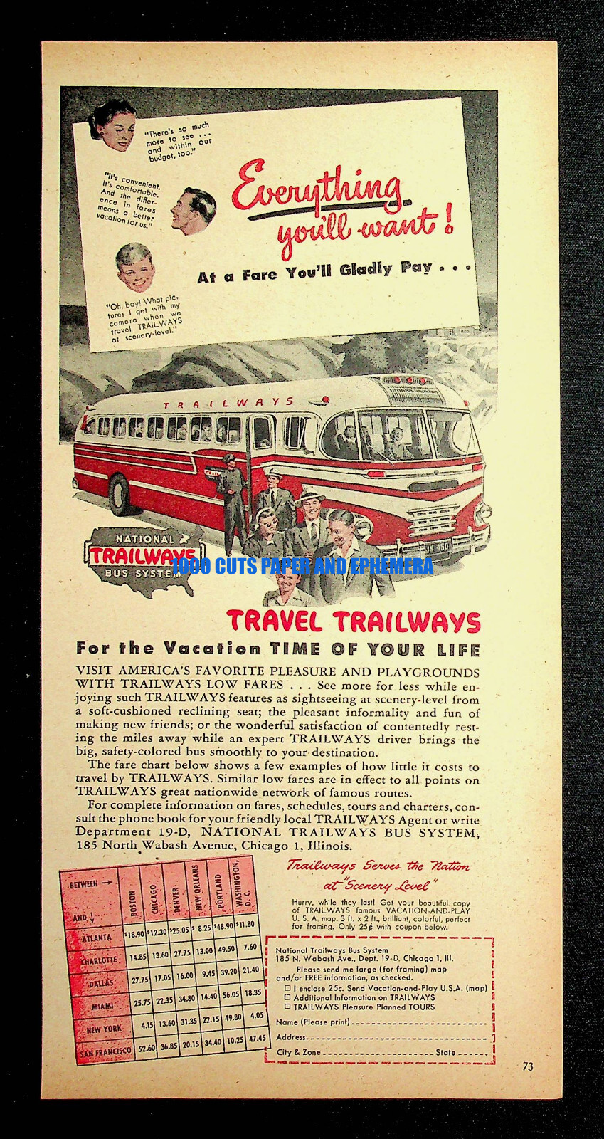 National Trailways Bus System 1949 Trade Print Magazine Ad Poster ...