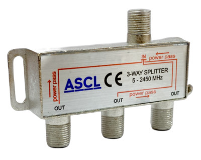ASCL 1 in 3 Out TV Aerial Coaxial Cable 3 Way Splitter for Freeview ...