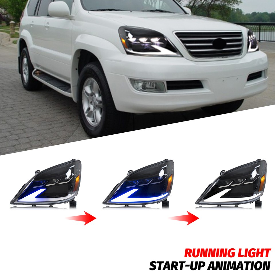 LED Headlights For Lexus GX470 2003-2009 Sequential Turn Signal Front ...