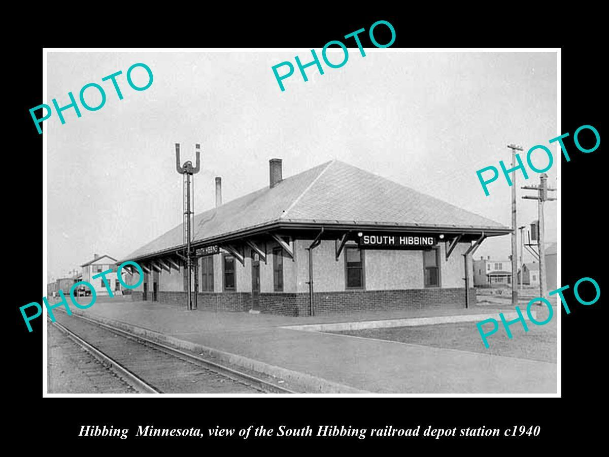 OLD 8x6 HISTORIC PHOTO OF HIBBING MINNESOTA THE RAILROAD DEPOT STATION ...