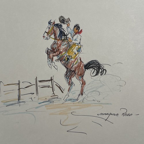 MARJORIE REED DRAWING LISTED FAMOUS Sketch COWBOY ON HORSE VINTAGE RARE ...