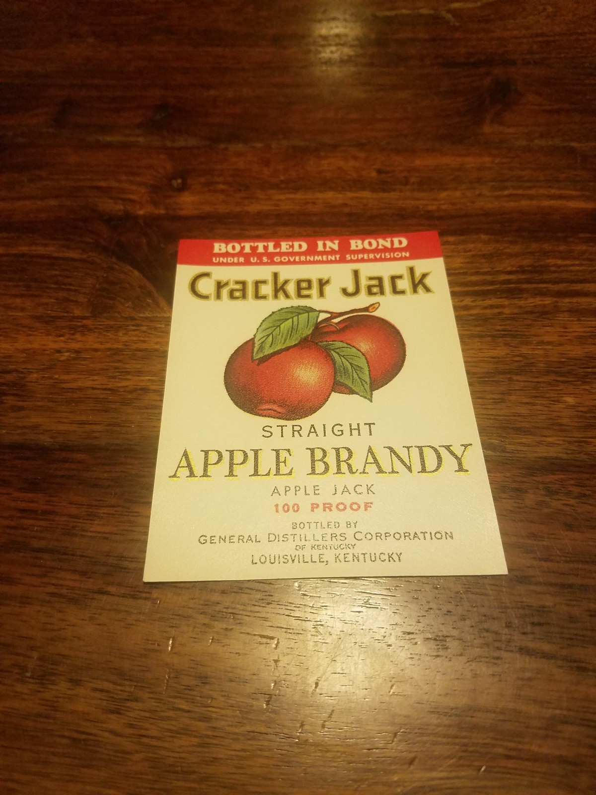 Vintage Cracker Jack Straight Apple Brandy 100 Proof Liquor Label | eBay