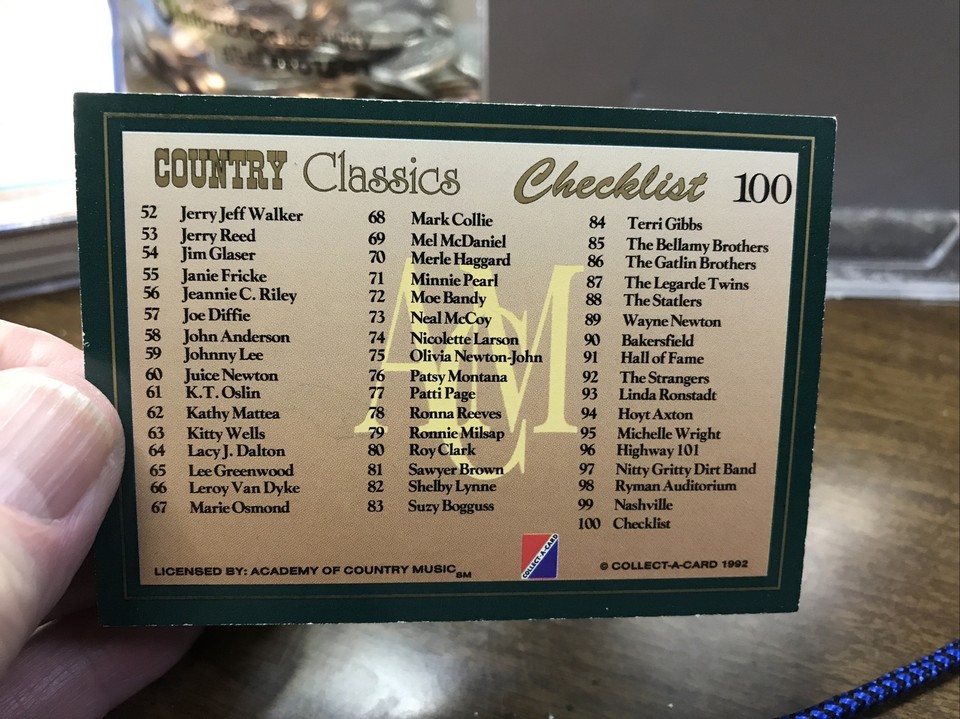 1992 Collect-A-Card Country Classics Checklist #100 | eBay