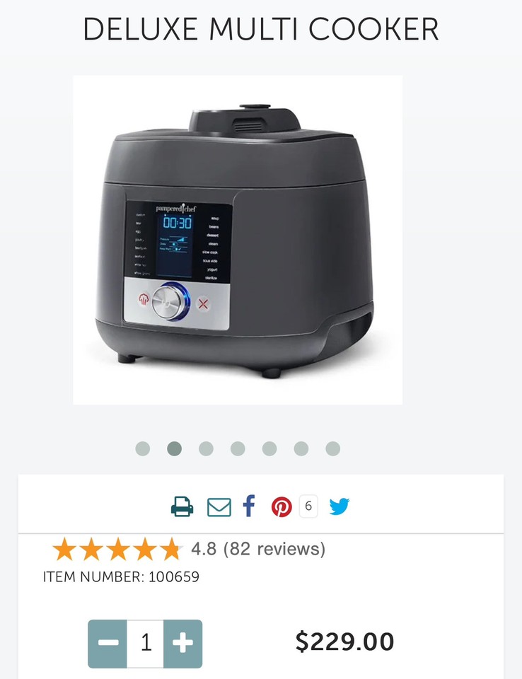 Pampered Chef Deluxe Multi-Cooker 16 Settings Handles Electric ...
