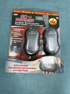 Go Warmer Rechargeable Hand Warmer Power Bank Flashlight - 2 Pack NEW ...