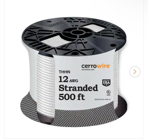 500 ft. 12 Gauge White Stranded Copper THHN Wire | eBay