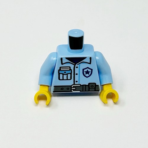 LEGO Minifigure Torso Blue Police Shirt Star Badge Pocket Gray Belt ...
