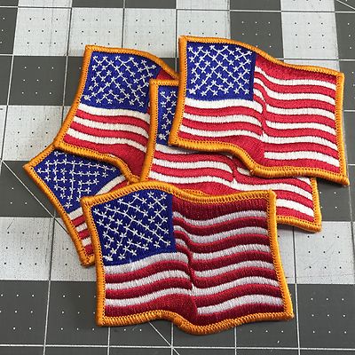 AMERICAN FLAG EMBROIDERED PATCH iron-on GOLD WAVING USA applique LOT of 5 | eBay