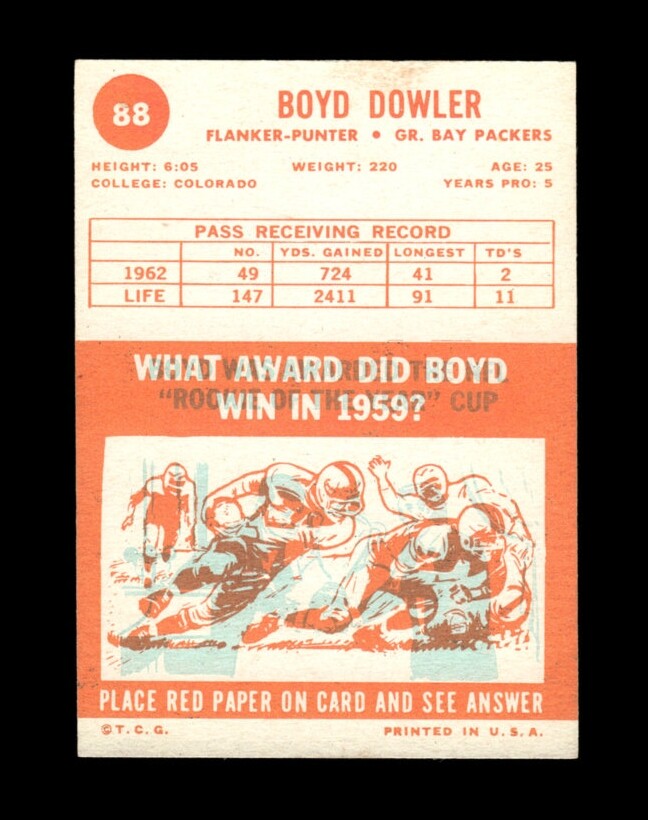 1963 Topps Set-Break # 88 Boyd Dowler EX-EXMINT *GMCARDS* | eBay