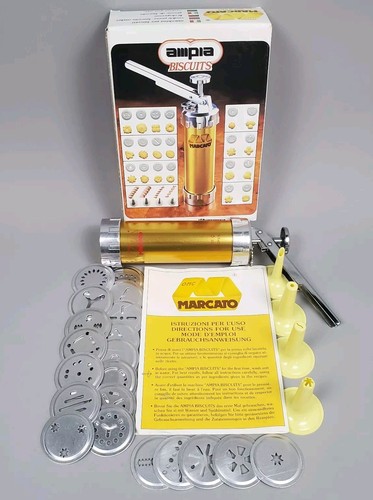 Vintage Marcato Ampia Biscuits Cookie Press 20 Discs 4 Tips Italy ...