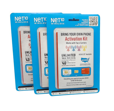 3-Pack NET10 Wireless Ntpbyopunsvna Bring Your Own Phone Activation Kit ...