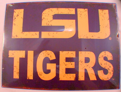 Lsu University Tigers NCAA Distressed Metal Sign Wall Plaque New | eBay