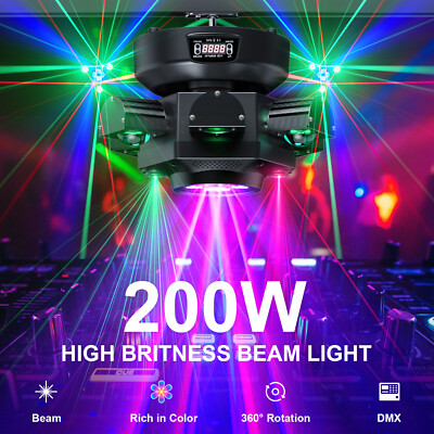 200W RGBW 6 Arms Rotate Laser Light DJ Stage Effect Party Club Gobo ...