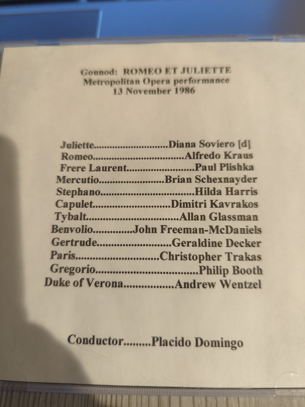 Live Opera Recording CD -537 1986 Juliette Soviero Kraus Plishka Harris ...