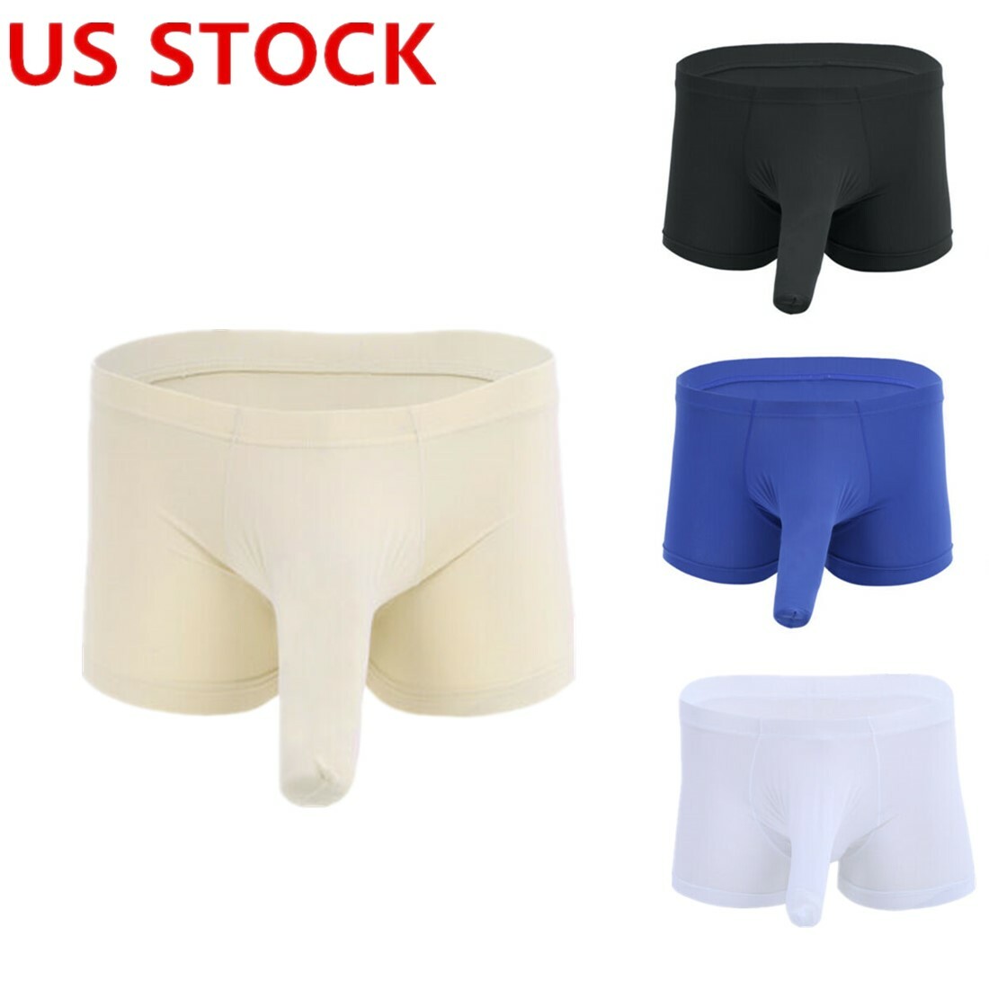Men Silky Pouch Boxer Briefs Penis Sheath Trunks Underpants Thongs ...