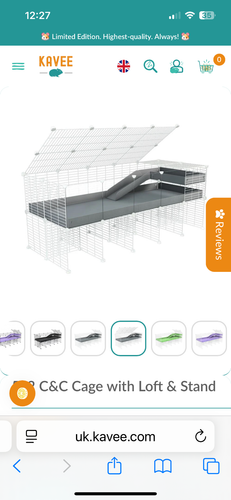 Kavee 5x2 c&c cage with loft & lid white with grey correx. New in box ...