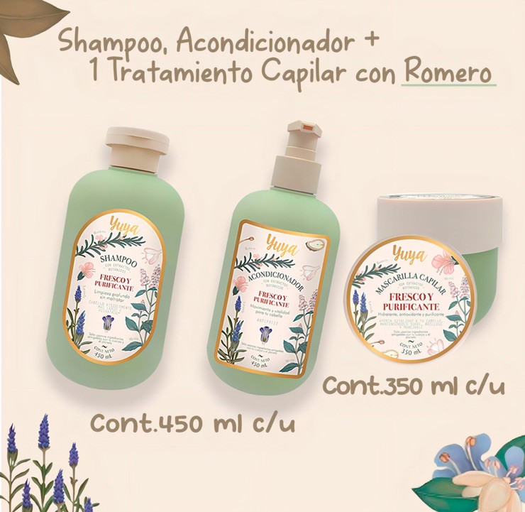 YUYA SHAMPOO+ACONDICIONADOR+MASCARILLA FRESCO Y PURIFICANTE 3 PIEZAS | eBay