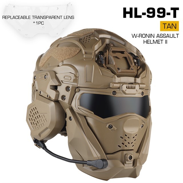 Tactical Assault Helmet Ii Built-In Headset with Mask Anti-Fog Mini Fan ...