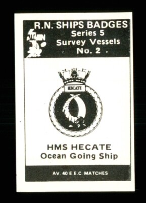 Matchbox label Royal Navy Ship Crest Badge HMS Hecate RN1532 | eBay UK