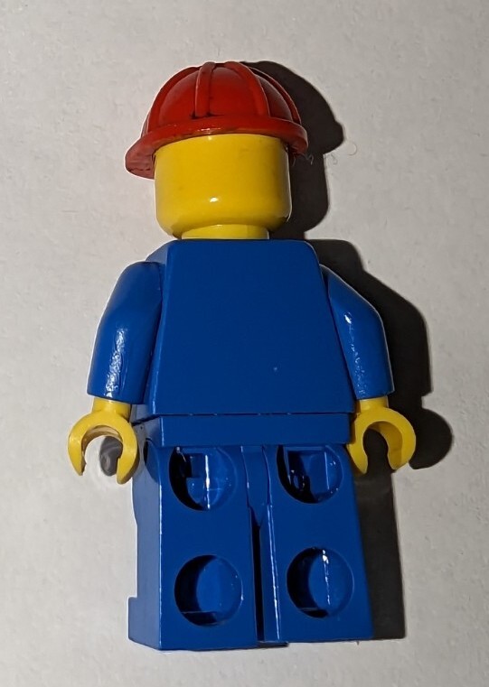Lego Minifigure CON010 Consturction Worker Minifig Red Helmet Orange ...