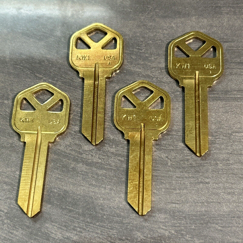 4 PK KWIKSET KW-1 House Key Blanks BRASS Maintenance Home Business Use ...