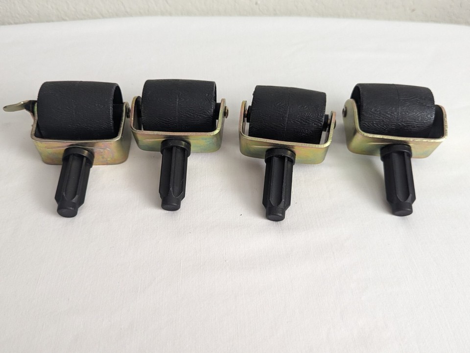 4 pc Heavy Duty Metal Swivel Bed Frame Caster Wheels ~ Plastic Socket ...