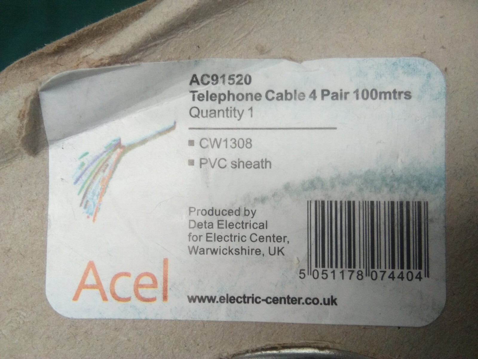 100m 4 Pair Telephone Cable 8 Core Way White BT Multi Line ...