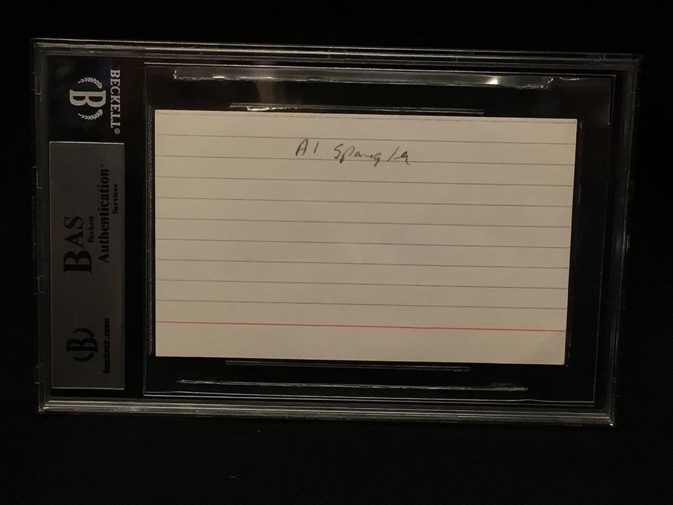 AL SPANGLER CUBS ASTROS BRAVES SIGNED 3X5 INDEX CARD Beckett BAS ...